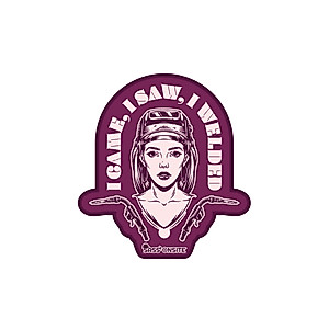 Welding Helmet Toolbox Car Bumper Stickers Decals for Women Welders Iron Workers Tradeswomen and DIY Ladies (I Came I Saw I Welded)