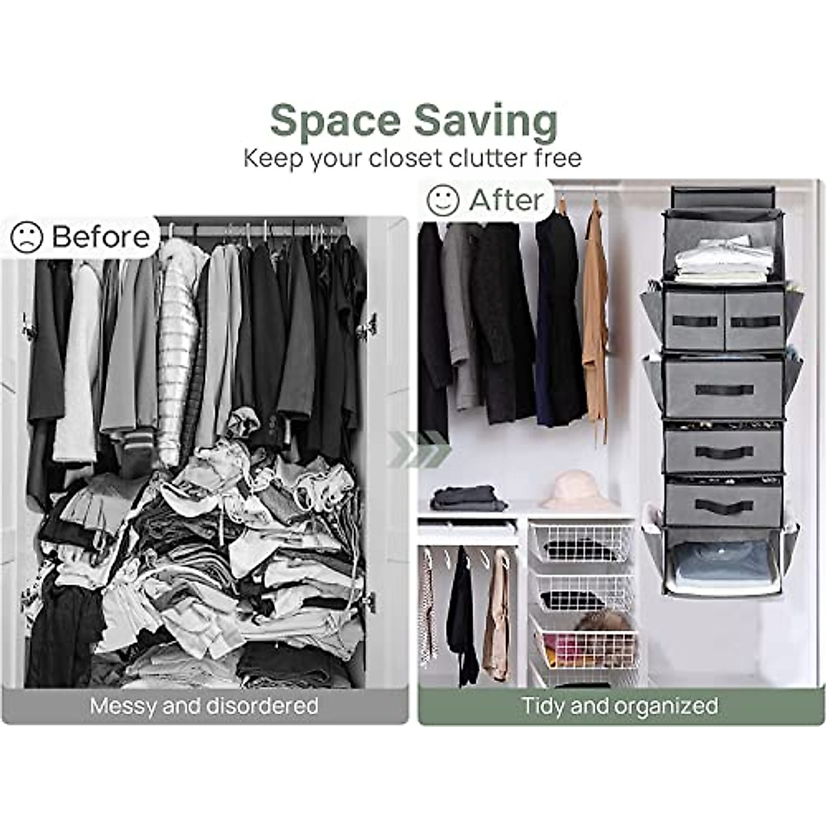 Haning Closet Organizer - Declutter Your Dresser & Wardrobe with This Sturdy, Multi-Compartment Storage Solution - Keep Your Clothes Fresh & Accessible