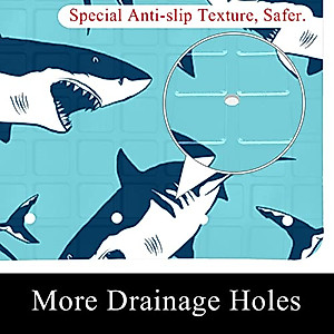 bm21S1HGJ Cartoon Shark Kids Bath Mats for Tub, Non-Slip Bathtub Mat, Shower Mat for Baby Toddler Children, Machine Washable Bathroom Mat- 15.7 x 27.9 in