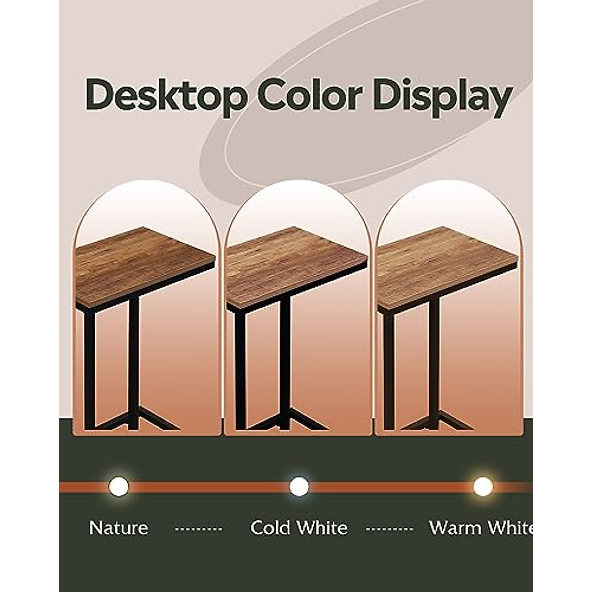 WLIVE Side Table, C Shaped End Table for Couch, Sofa and Bed, Large Desktop C Table for Living Room, Bedroom, Brown