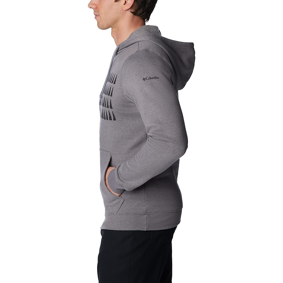 Columbia Men's Trek Graphic Hoodie, City Grey Heather/Treestriped Flag, XX-Large