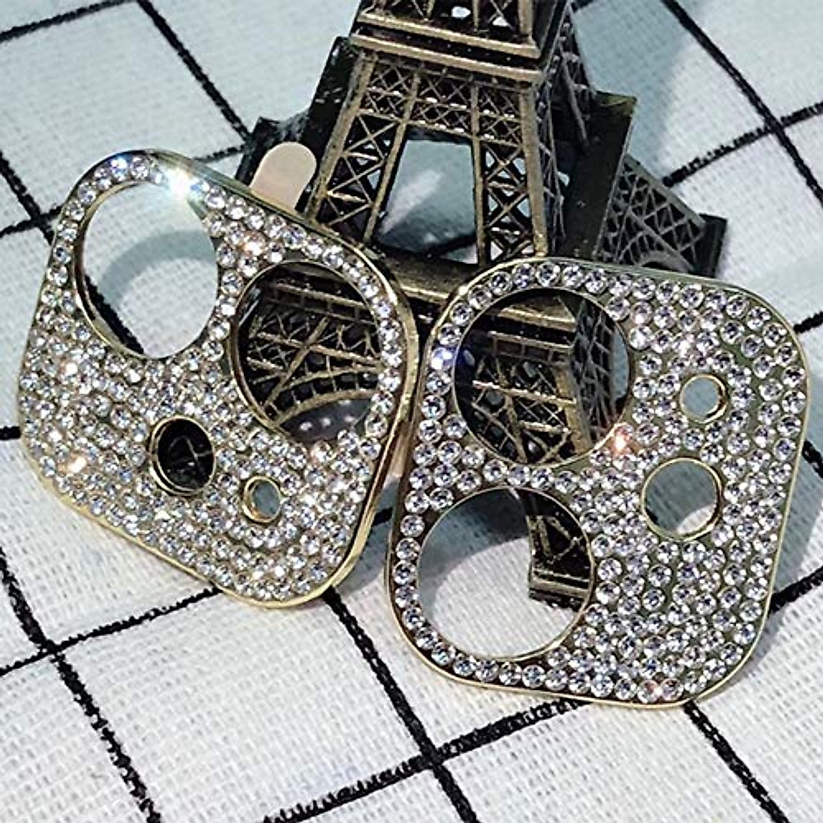 LUOWAN [2 Pack] Bling Crystal Camera Lens Protector Compatible with iPhone 11/iPhone 12 Mini, Rear Camera Cover 3D Bling Diamond Lens Cover(Silver)