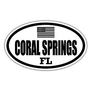 3 Pack Reflective Coral Springs FL Florida Broward County Stealthy US Flag Euro Decal Sticker Vinyl for Hard Hats, Bottles, Glass, Toolbox 2" x 3"