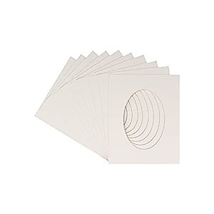 CountryArtHouse Textured White Acid Free 6x10 Oval Picture Frame Mat with White Core Bevel Cut for 4x8 Pictures - Fits 6x10 Frame - Pack of 25 Matboard Show Kits with Acid Free Backings & Clear Bags
