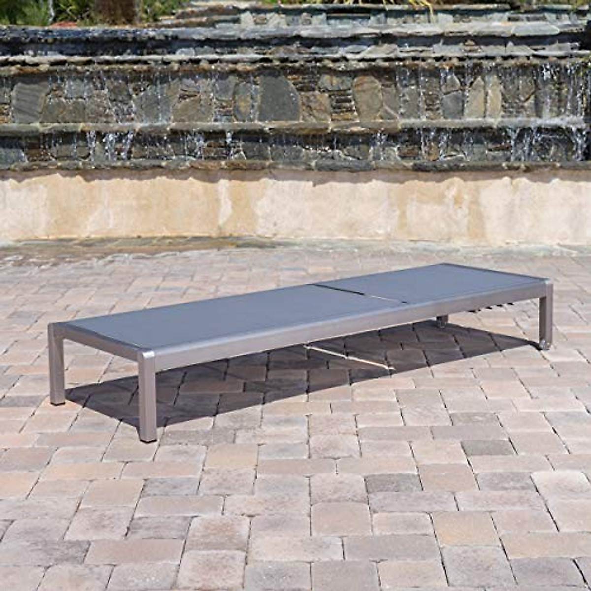 Christopher Knight Home Cape Coral Outdoor Mesh Chaise Lounge, Silver / Dark Grey