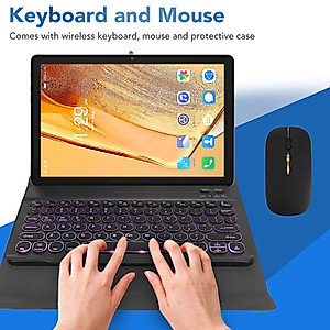 Gugxiom Tablet with Keyboard, 10.1in Office Tablet, 12GB RAM 256GB ROM Gaming Tablet, 1920x1200 FHD Display, 512GB Expandable, 12MP+24MP Camera, Octa Core CPU (Light Blue)