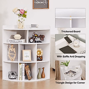 VECELO 3-Tier Corner Cabinet with 8 Cubbies, Wooden Cube Storage Organizer, Modern Bookshelf Units for Playroom, Bedroom, Living Room,Pearl White