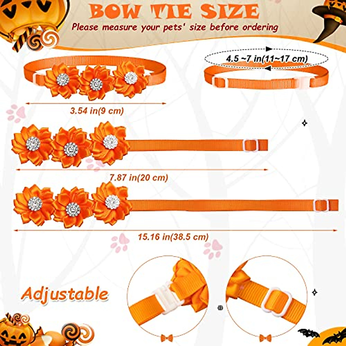 40 Pcs Halloween Dog Bow Ties Set 26 Halloween Pet Bowties 10 Ghost Pumpkin Pet Necktie 4 Dog Bandana Halloween Dog Grooming Accessories for Dog Cat Pet Decor (Ghost Style)