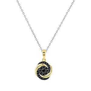 Dazzlingrock Collection Round Black Diamond Twisted & Swirl Circle Pendant for Women (0.29 Ctw) in 10K Yellow Gold