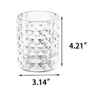 Funtygy Acrylic Makeup Brush Holder Organizer, Clear Pencil Pen Holder, Crystal Cosmetics Brushes Cup Storage Solution, Round