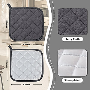 Joyhalo 6 Pack Pot Holders for Kitchen Heat Resistant Pot Holders Sets Oven Hot Pads Terry Cloth Pot Holders for Cooking Baking