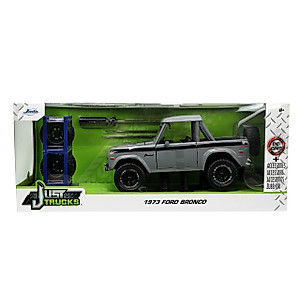 Jada Toys Just Trucks 1:24 1973 Ford Bronco Die-cast Car Grey, Toys for Kids and Adults