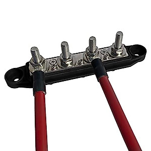 5/16" 4 Post Power Distribution Block Bus Bar Pair with Cover M8-250 Amp Rating – Marine Bus Bar, Automotive, and Solar Wiring – Battery Terminal Distribution Block (5/16", Black)