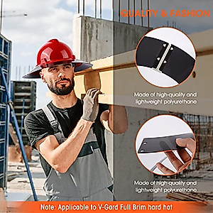 Glosaie Premium Hard Hat Visor Fits Standard V-Gard Full Brim Attachment for Men or Women Working Outside
