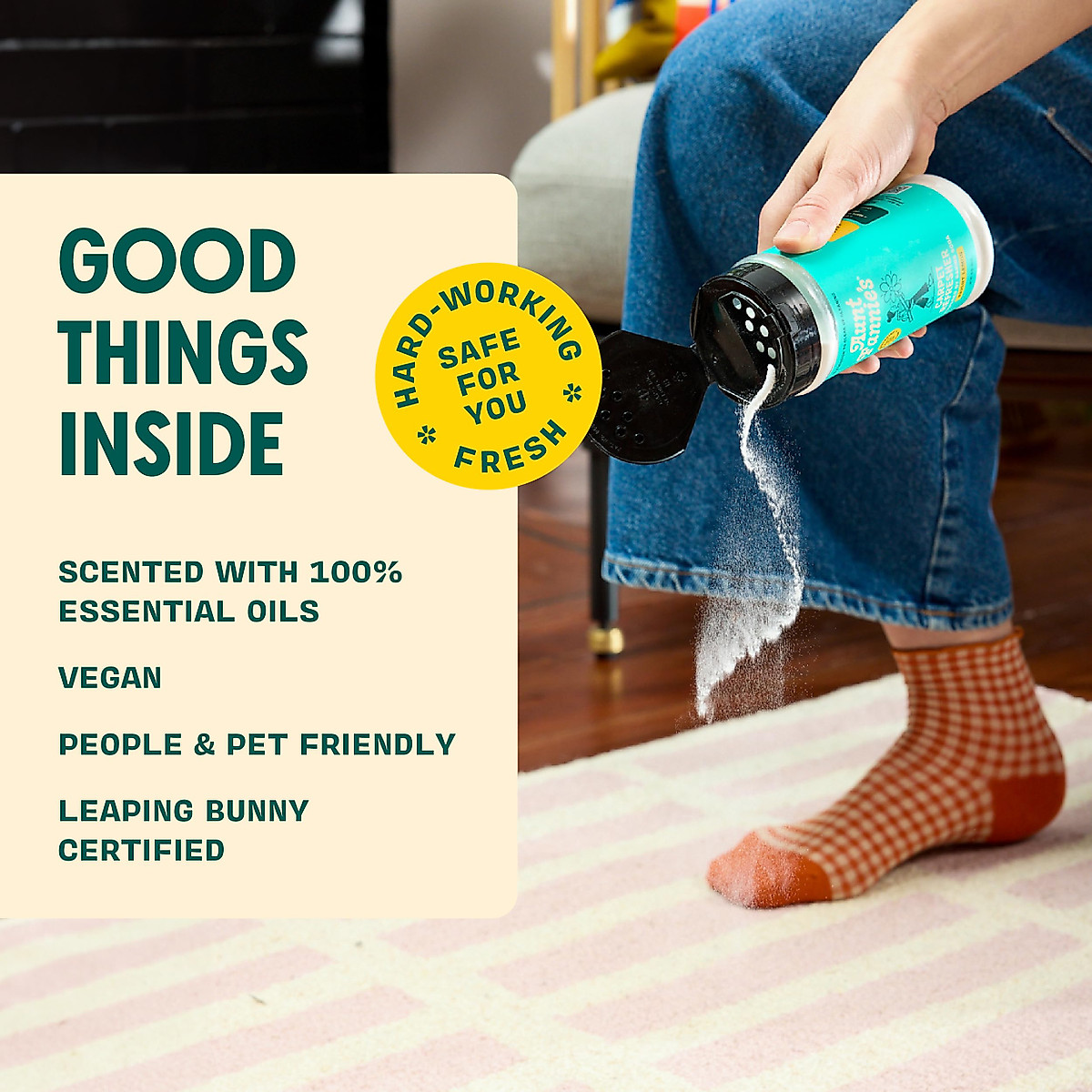 Aunt Fannie's Carpet Refresher, Odor Neutralizing Powder for Homes with Children or Pets (Bright Lemon, Single)