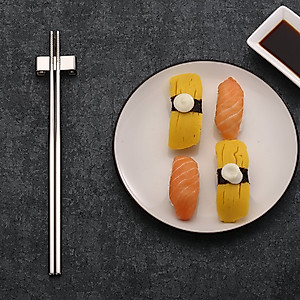 Devico Chopsticks, Metal Chopsticks, 18/10 Stainless Steel Chopstick Set, Reusable, Dishwasher Safe (5 pairs)