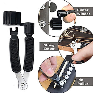 DODOMI Professional Guitar String Winder Cutter and Bridge Pin Puller, Guitar Repair Tool Functional 3 in 1 (Black)
