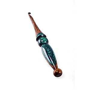 Wooden Crochet Hook with Resin Mix Knitting Needle Green and Brown Crochet Hook Set for Knitting and Crocheting (9.00 MM)