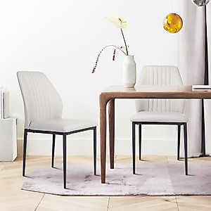 ZckyCine Dining Chair PU Leather Living Room Chair Modern Kitchen Armless Side Chair with Metal Legs