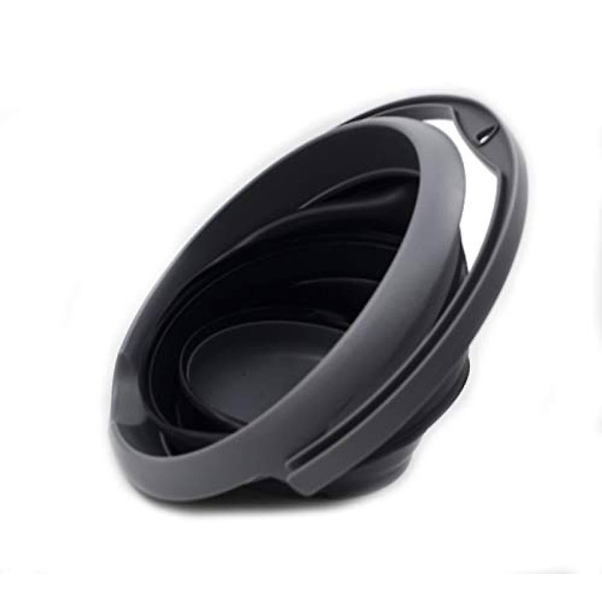 SAMMART 5L (1.32 Gallon) Collapsible Plastic Bucket - Foldable Round Tub - Portable Fishing Water Pail - Space Saving Outdoor Waterpot (5L Round, Grey/Black)