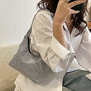 Elegant Handbag Evening Bag Shiny Rhinestone Clutch Bag Silver Underarm Bag Shoulder Bag for Wedding Party evening bag