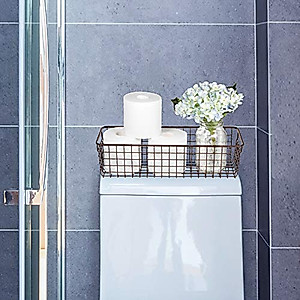 Farmhouse Decor Metal Wire Storage Organizer Bin Basket(2 Pack) - Rustic Toilet Paper Holder - Home Storage Organizer for Bathroom, kitchen cabinets,Pantry, Laundry Room, Closets, Garage (Bronze)