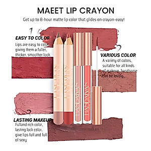 Easilydays 2Pcs Matte Nude Lip Liner Pencil and Lip Stick Set, Velvety Creamy Matte Lip Crayon Full Coverage Lip Stain High Pigment Waterproof, No Smudge Lipstick for Women, Smooth Matte Lip Color Makeup (#01)