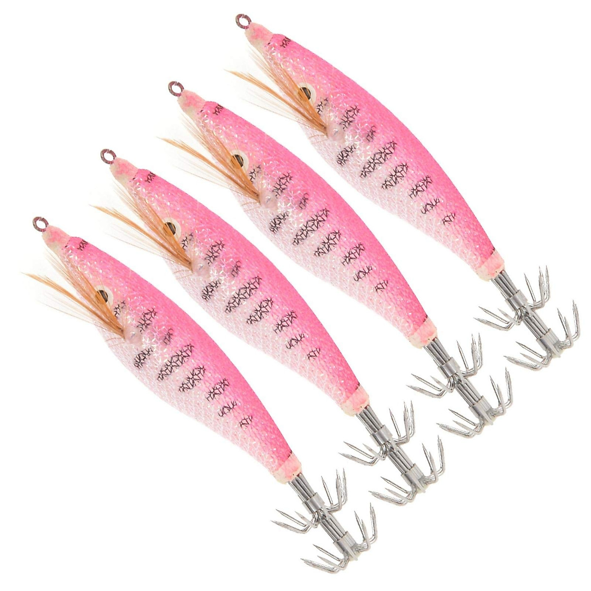 Leftwei 8cm Simulation ABS Fishing Tackle, 4Pcs Fishing Bait Dual Squid Hook for Fishing Lover Luring Fish Outdoor Sea/Fresh Water Fishing Lures
