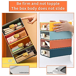 3 Pack Stackable Desk Storage Drawers, Desktop Organizer with Drawers, 4 Drawers Plastic Desk Storage Organizer for Home, Office, School, Makeup, Crafts, Bathroom, Make Up, Cosmetic - White