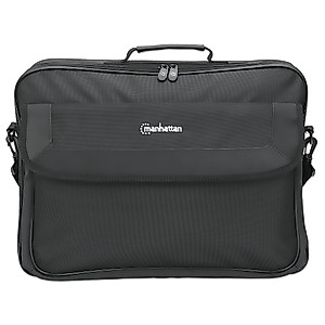 MANHATTAN 15.6-Inch Laptop Shoulder Bag Carrying Case – Slim Briefcase Style, Full Clamshell Opening, Padded Compartments - Computer, Tablet, Notebook – 3 Yr Mfg Warranty – Black, 439947