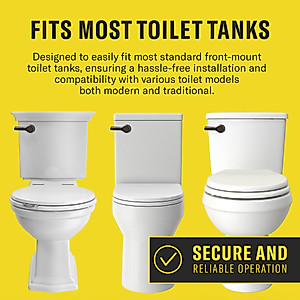 Qualihome Front Mount Toilet Handle, Universal Toilet Flush Handle, Elegant Toilet Lever, Complete Toilet Handle Replacement Kit, Heavy-Duty Toilet Tank Flusher Handle (Black Finish)