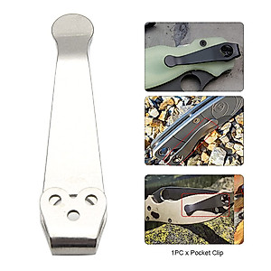 For Spyderco C81 C10 C11 Pocket Back Clip, 3-hole Titanium Alloy Deep Carry Pocket Clip, 55x12mm