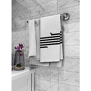 DIBOR Funny Very Long Dog Dachshund Kitchen Towels Dish Towels Dishcloth Set of 2,Wiener Puppy Dog Absorbent Drying Cloth Hand Towels Tea Towels for Bathroom Kitchen,Dog Lovers Girls Women Gifts