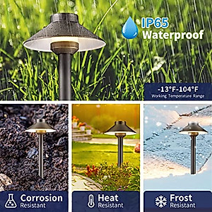 Gardenreet Brass Pathway Lights, Low Voltage LED Landscape Path Lights, 12V Outdoor Waterproof Landscape Lighting(Hat) for Walkway Driveway Garden Without G4 Bulb