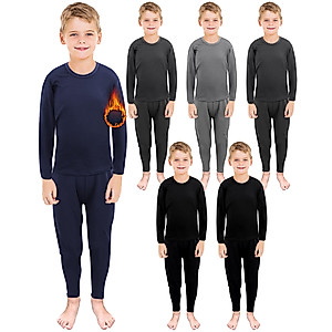 Taiyin 6 Sets Boys Thermal Underwear Warm Soft Thermal Top and Long Underwear Winter for Kids Boy(L)