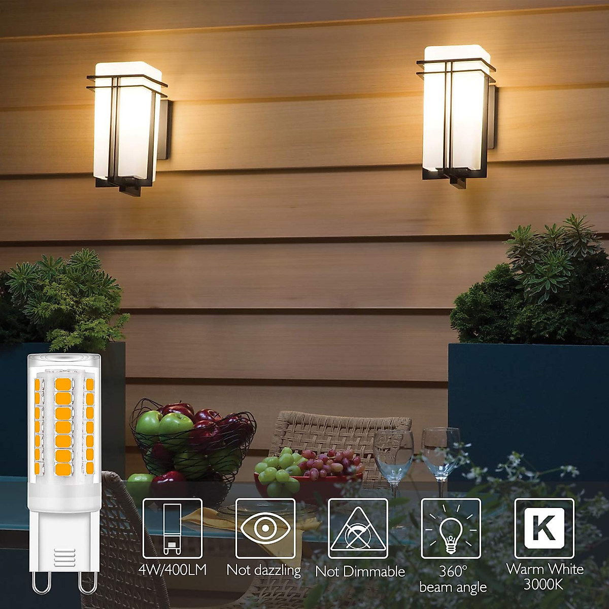 YUIIP G9 LED Light Bulb 4W Equivalent 40W Halogen Bulbs, G9 Base, Warm White 3000K, 400LM Lamp, AC 120V CRI 83 for Home Lighting, Ceiling Fan, Chandelier, Non Dimmable (6 Pack)