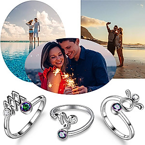 Taurus Zodiac Sign Adjustable Ring Mystic Rainbow Stacking Ring for Women White Gold Over 925 Sterling Silver Constellation Birth Month Ring Jewelry for Birthday Mothers Day Gift for Mom FR036J