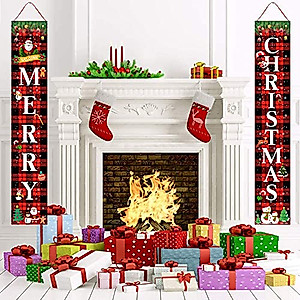 DmHirmg Christmas Porch Banner,Christmas Door Banner,Christmas Decorations, Merry Christmas Banner, Christmas Porch Sign,Christmas Hanging Porch Sign, Xmas Hanging Decoration