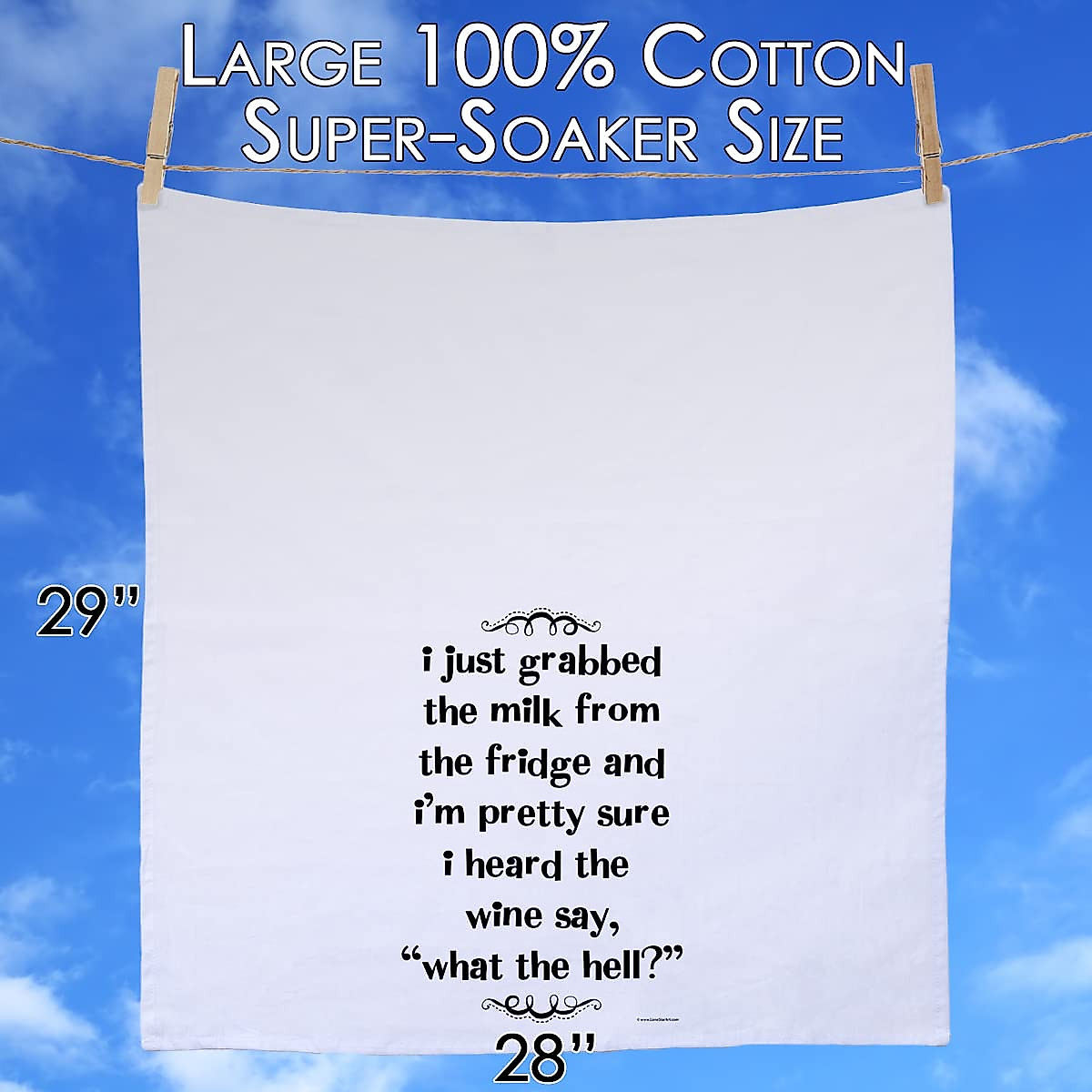 I Just Grabbed The Milk From The Fridge and I Heard The Wine Say, What the Hell? - Tea Towels - Decorative Dish with Sayings, Funny Housewarming Kitchen Gifts - Multi-Use Cute Kitchen- Gifts for Women