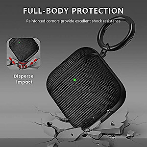 Valkit for Apple Airpods 2nd Generation Case with Lanyard, Premium Knit Fabric and PC Lining Scratch Resistant Drop Proof Protective Cover for Women Girl Airpods 2 & 1 Charging Case - Black