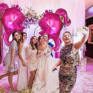 MEMOVAN Pink Girls Head Balloons 4pcs 28 Inch Hot Pink Doll Balloons for Girl Princess Hot Pink Party Bachelorette Makeup Spa Birthday Baby Shower Party Supply