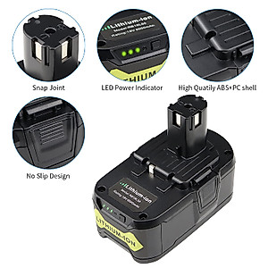 Powerost One+ 18V Battery Replacement: for Ryobi Lithium 18 Volt One Plus P108 P102 P107 P189 Drill Tools - 18V 6AH High Performance Lithium-ion Battery PBP005