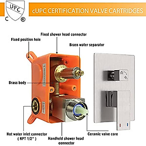 Hoimpro Shower System set with 12 Inch Bathroom Rain Mixer Shower Head and Handheld Wall Mounted, Rainfall Shower Faucet Fixture Combo with High Pressure 2 in 1 Handheld Showerhead, Brushed Nickel