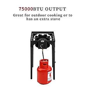 Outdoor Camp Stove,Single Burner High Pressure Propane Gas Cooker Portable Cast Iron Patio Cooking Burner for Camping,Fishing,Parties,Tailgates Hunting
