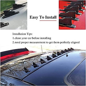 RULLINE 10pcs/Set Diffuser Shark Fin Kit Compatible with Spoiler Roof Wing Air Vortex Generator Carbon Fiber Pattern