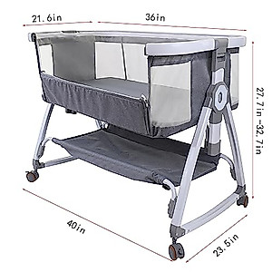 layjense Baby Bassinet Bedside Sleeper for Baby，Easy to Assemble Bassinets for Baby/Infants，Crib Easy Folding Portable Crib All mesh 2023 New