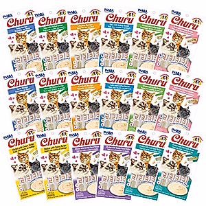 INABA Churu Lickable Purée Natural Cat Treats (All 9 Flavors Variety Pack, 72 Tubes)