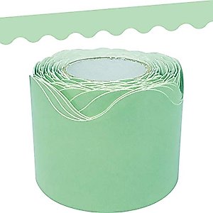 Teacher Created Resources Mint Green Scalloped Rolled Border Trim - 50ft - Decorate Bulletin Boards, Walls, Desks, Windows, Doors, Lockers, Schools, Classrooms, Homeschool & Offices