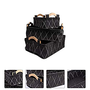Cabilock Drawer Organizer Collapsible Storage Basket Felt Fabric Baskets Storage Bins Organizer Boxes Containers for Underwear Socks Bra Towel Toiletry Storage Basket with Handles 3 Pcs Shelf Bracket