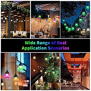 Outdoor String Lights LED Waterproof RGB Dimmable Colored Music Sync Magic Hanging Strand Lights Outside Exterior Patio Backyard Cafe Porch Party Garden Ambient Atmosphere Holiday White/Warm White